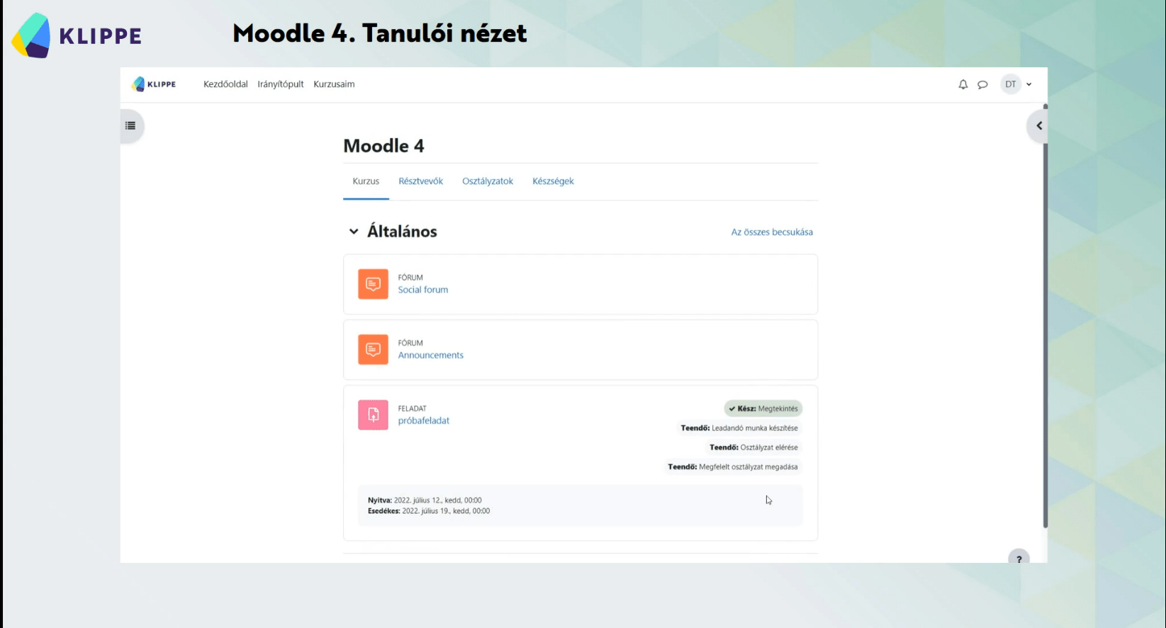 Moodle 4 újdonságai - Klippe Learning